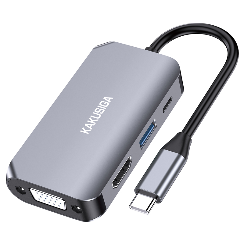 KAKUSIGA USB C to HDMI Adapter Hub 4K 30HZ USB Type C to VGA 1080P 60Hz ...
