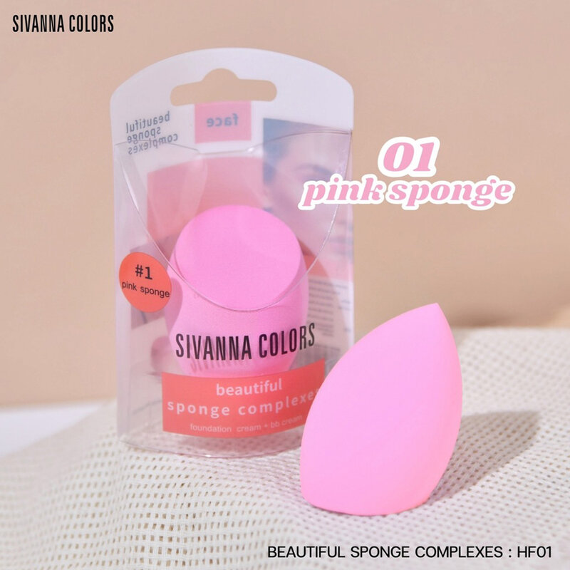 SIVANNA Colors Beautiful Sponge Complexes 1pc Pink ฟองน้ำรูปทรงไข่ - Konvy - ThaiPick