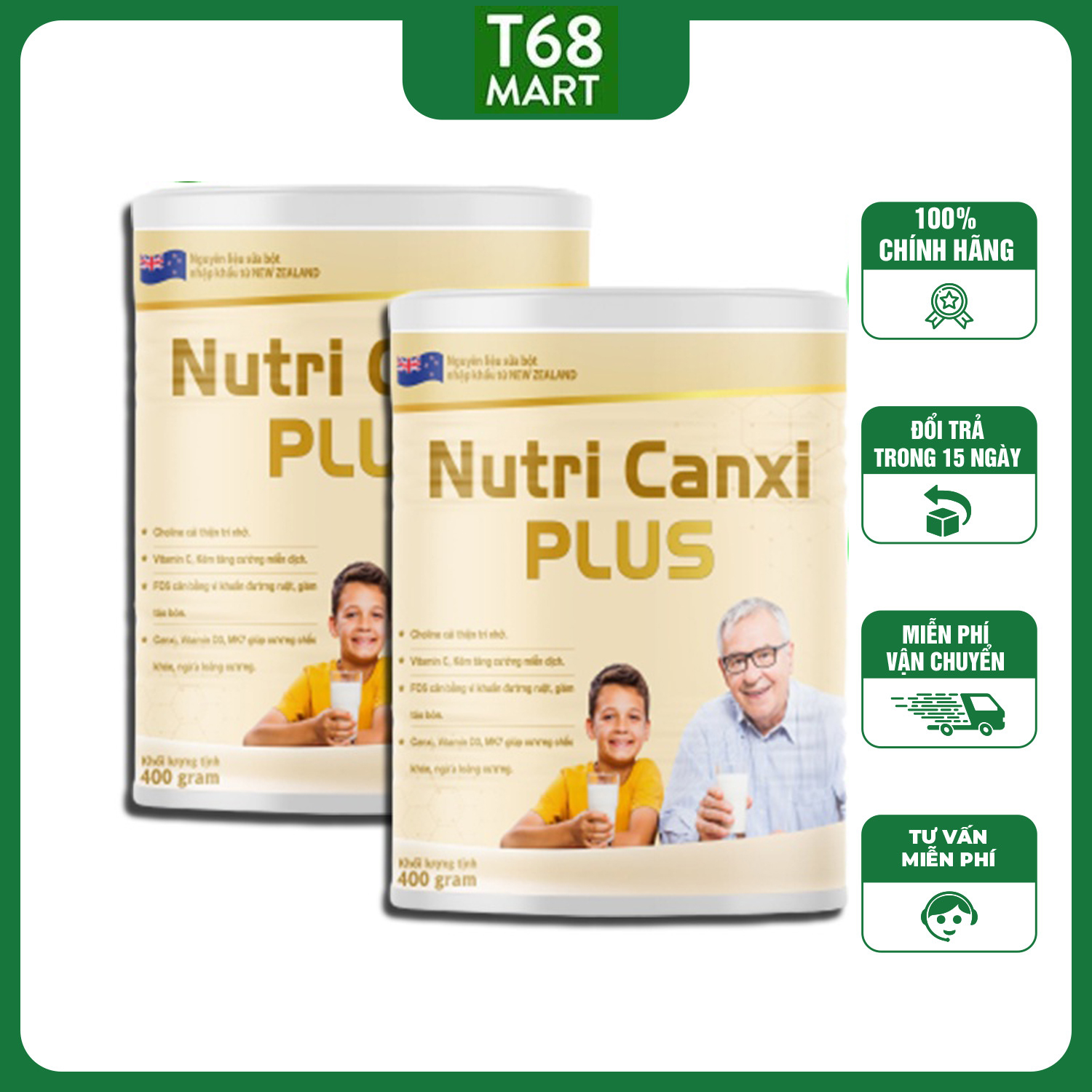 Nutri Canxi Plus 400g bổ xung canxi cho người thấp còi, gầy yếu, chống loãng xương, thoái hóa ...