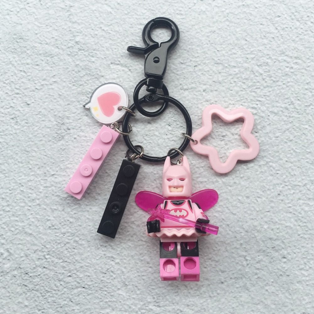 Cute Pink Lego Keychain Fairy Batman Small Figures Key Lanyards ...