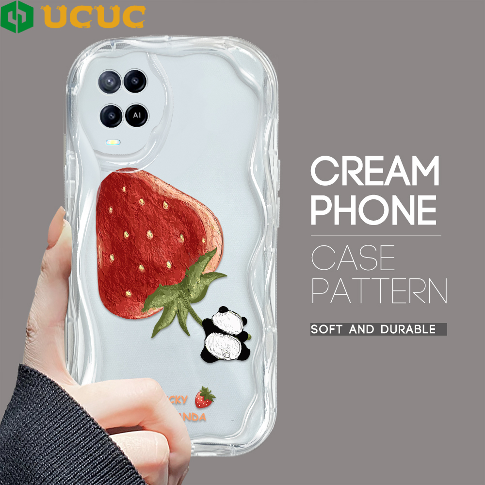 UCUC for OPPO A54 A54 2021 Back Cover Strawberry Panda Cream Texture ...
