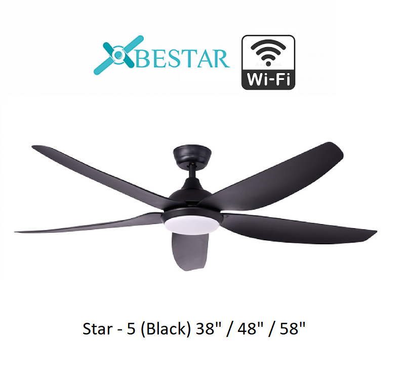 BESTAR STAR 5 DC Motor Ceiling Fan with LED Light and Remote Control ...