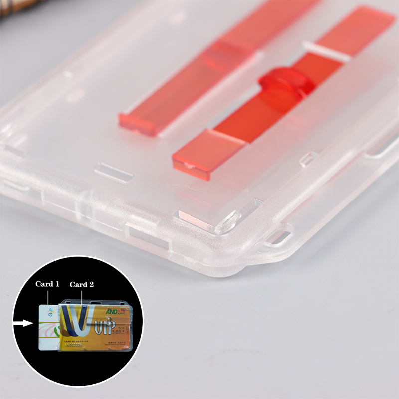 Clear Dual Sliding Card Sleeve Office School ID Credit Card Cover Badge ...