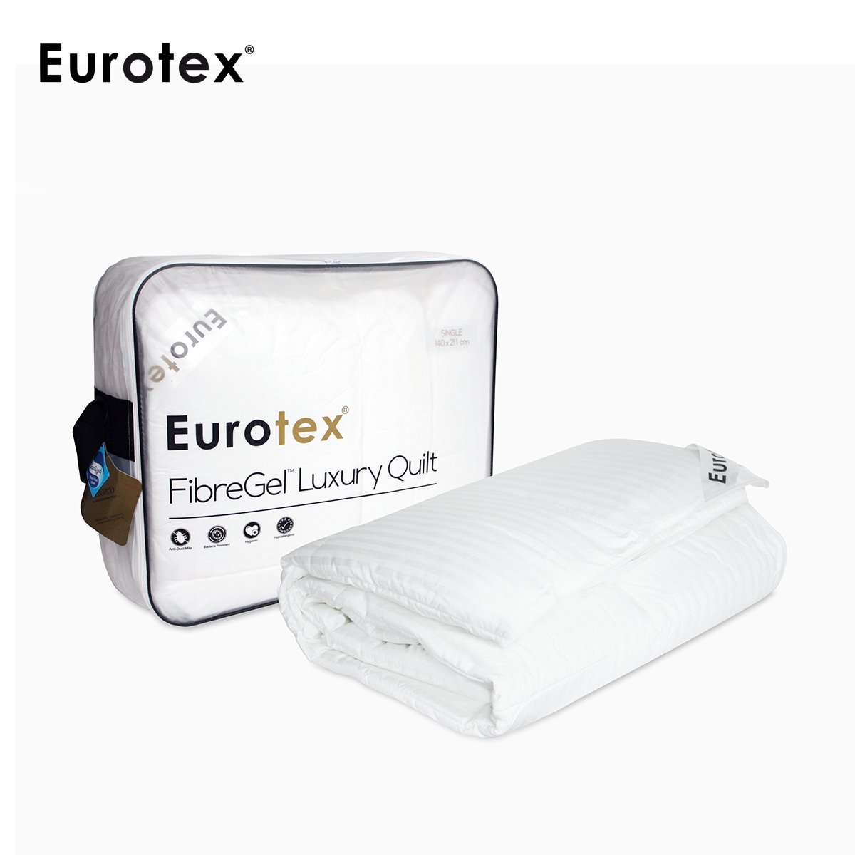 Eurotex, Fibregel Luxury White Quilt, 100% Cotton Cover, Microfiber ...