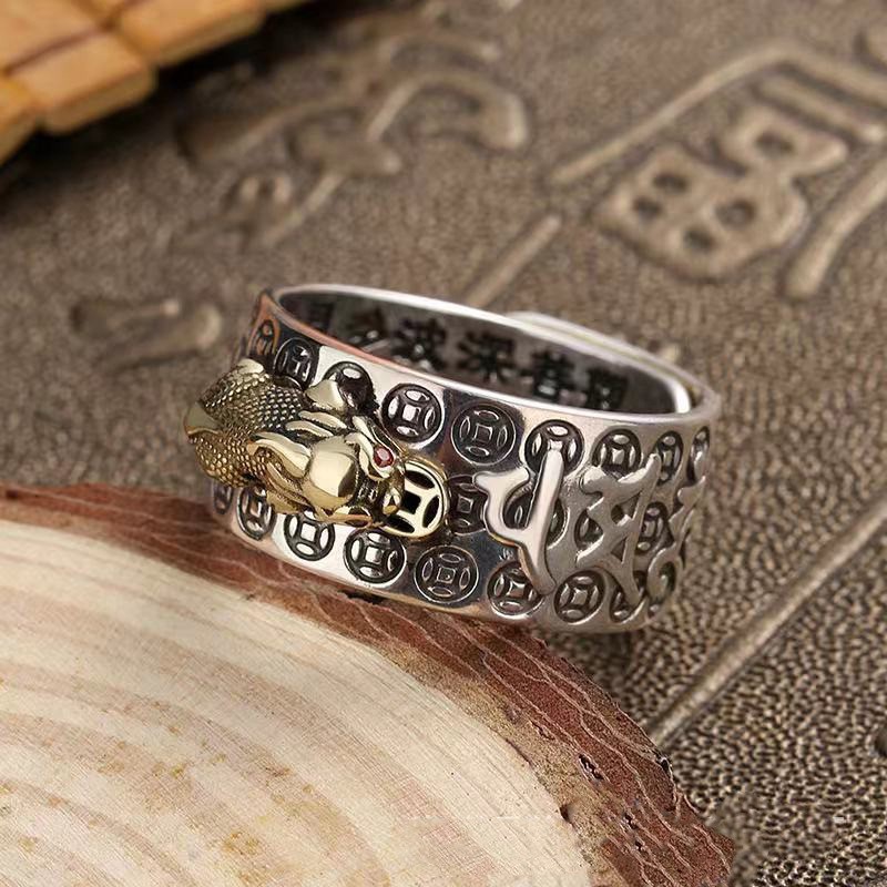 Vintage Golden Toad Live and Aggressive Men's Trendy Ring Combination ...