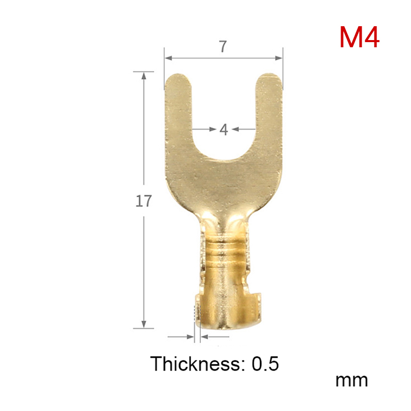 100Pcs/Pack 3.2/4.2/5.2/6.2MM U-Shaped Brass Cable Grounding Lug Fork ...