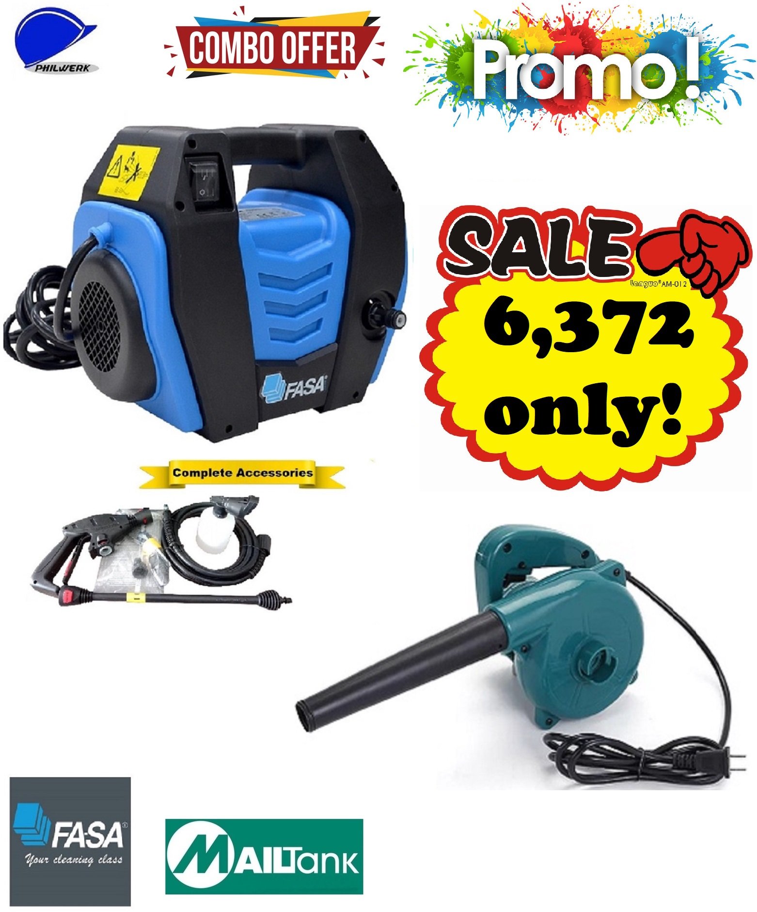 FASA Pressure Washer 220/60 & Mailtank Electric Blower 600w | Lazada PH