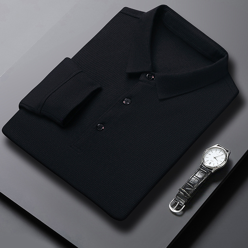 901A เสื้อผ้าผู้ชายสีล้วน polo เสื้อเชิ้ตแขนยาวผู้ชาย 2023 เสื้อผู้ชายแขนยาวคอปกลำลองแบบเรียบ ...