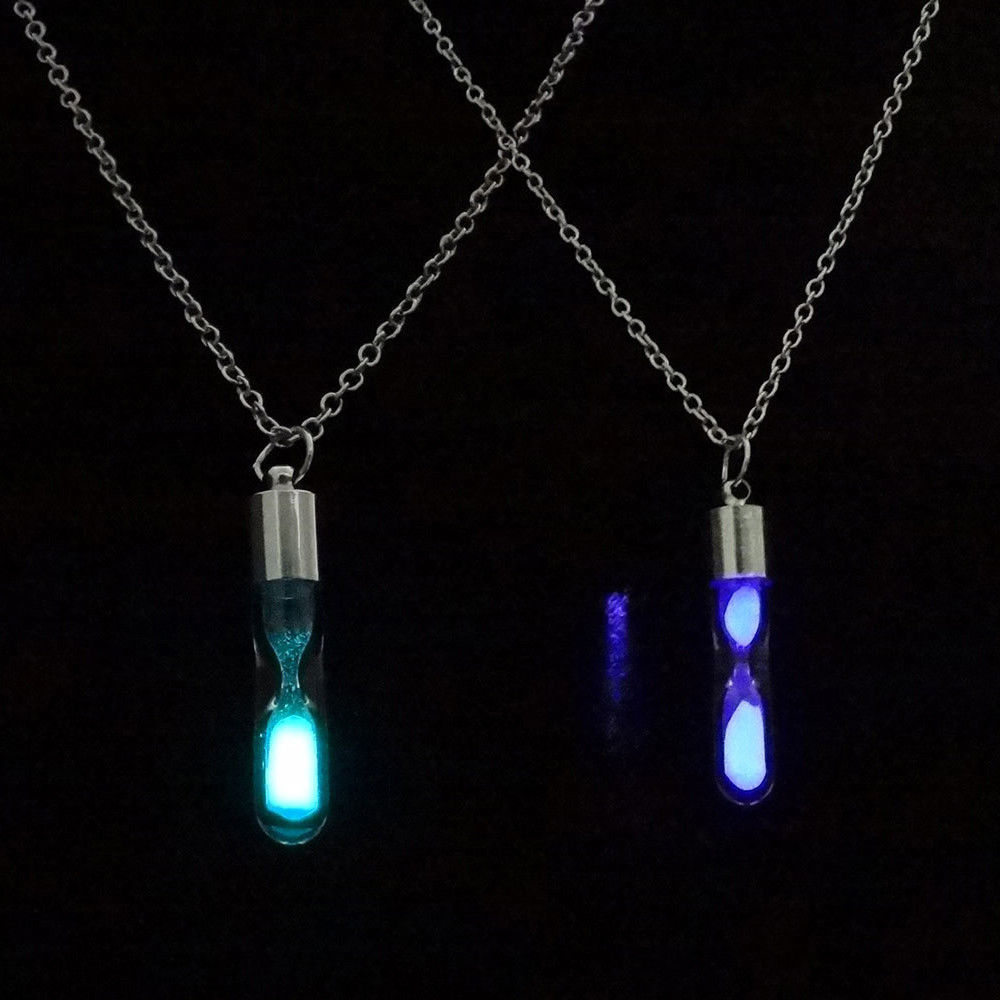 Fashion Luminous Pendant Necklace For Men Women Hourglass Necklace ...