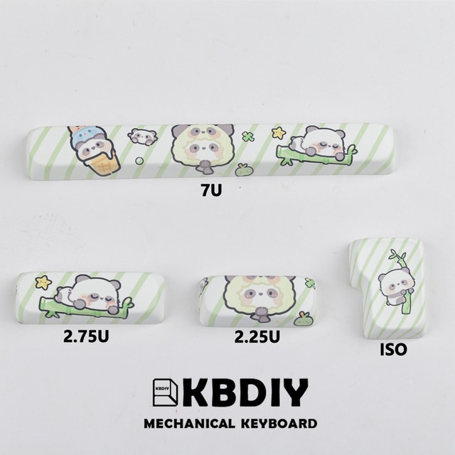 KBDiy Anime MOA Profile Keycaps ISO MAC 7U PBT 140 Key Cap Cute Panda ...