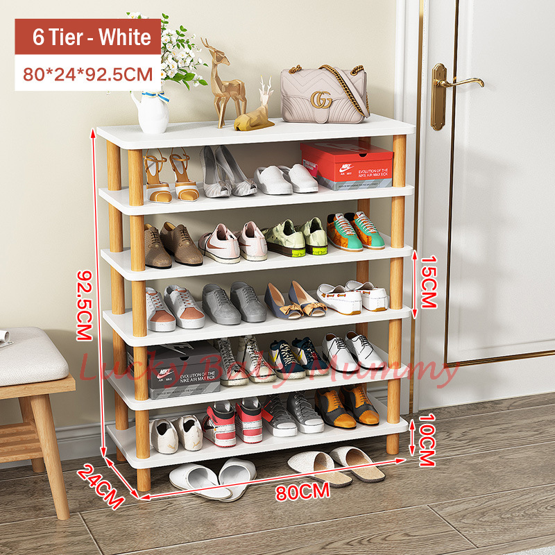 【D280 Wooden Shoe Rack】Minimalist Wood Shoe Shelf 6/7 Tier Shoes Rack ...