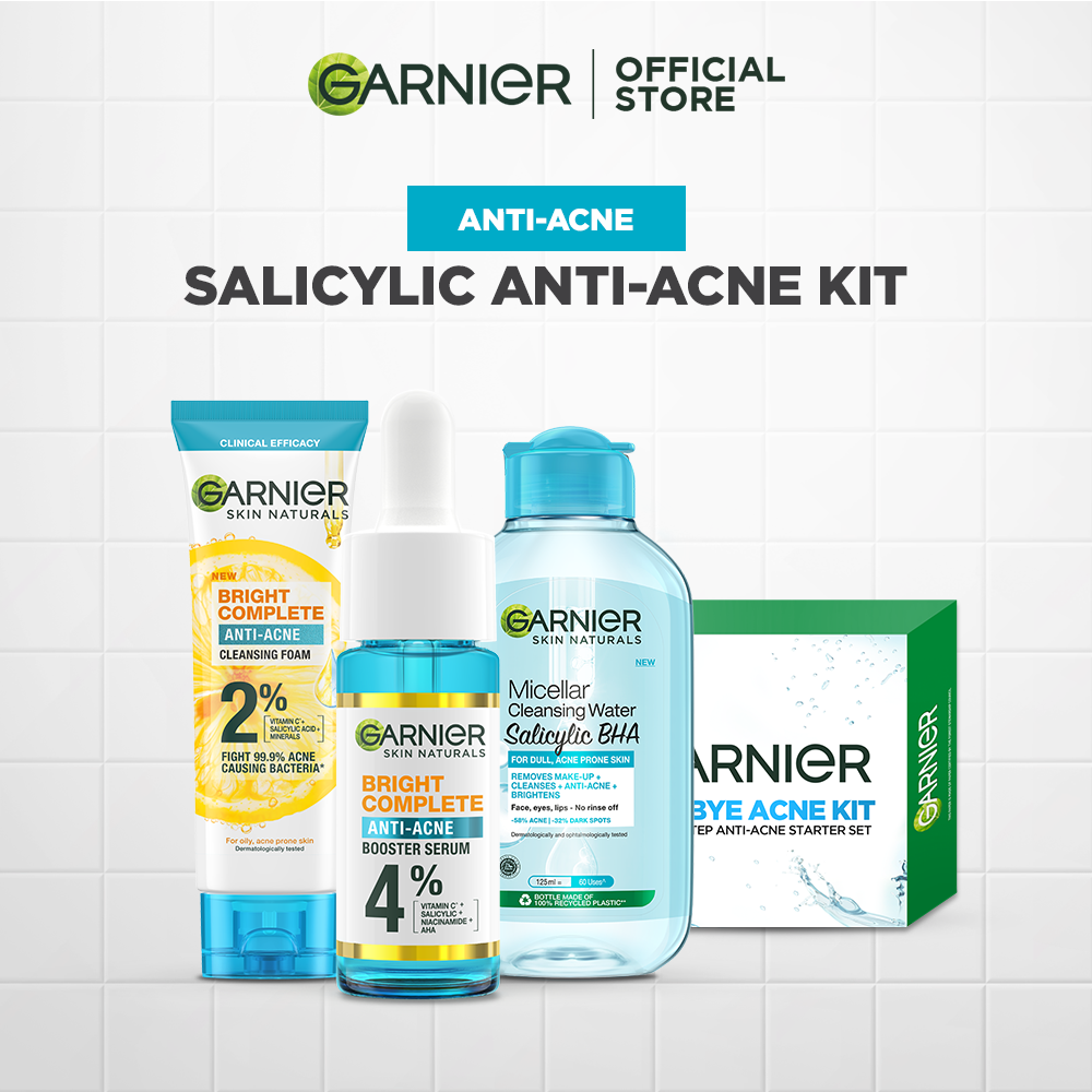 Garnier Bright Complete Anti Acne Kit: Salicylic Acid Anti Acne Serum ...