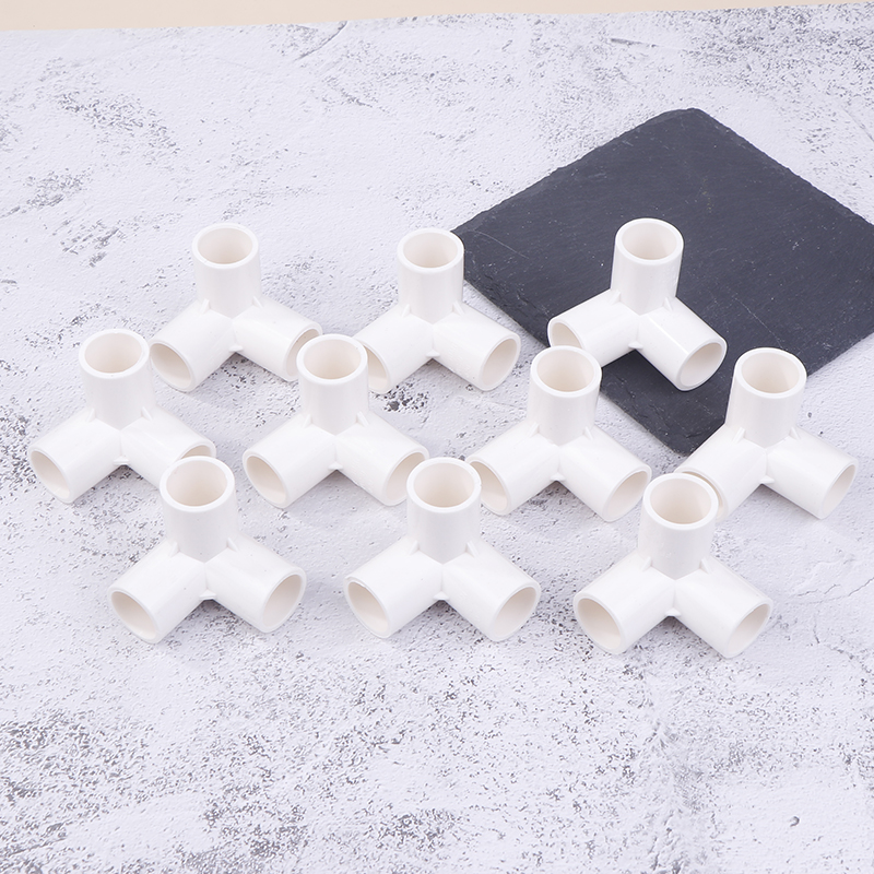 10Pcs PVC Elbow 3 Way Pipe Fittings PVC Garden Right Angle Tee Corner ...