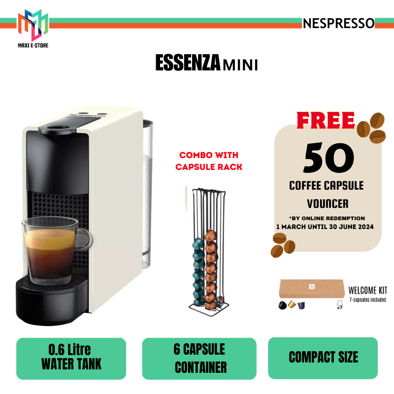 [FREE CAPSULE HOLDER - RANDOM COLOR] Nespresso C30-ME-WH-NE Essenza ...