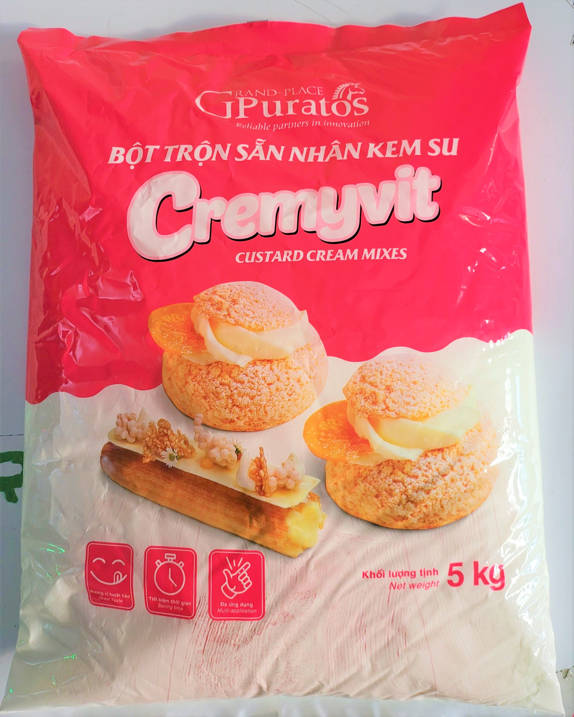 [TÚI LỚN 5Kg – CREMYVIT ] BỘT TRỘN NHÂN KEM SU [VN] PURATOS Custard ...