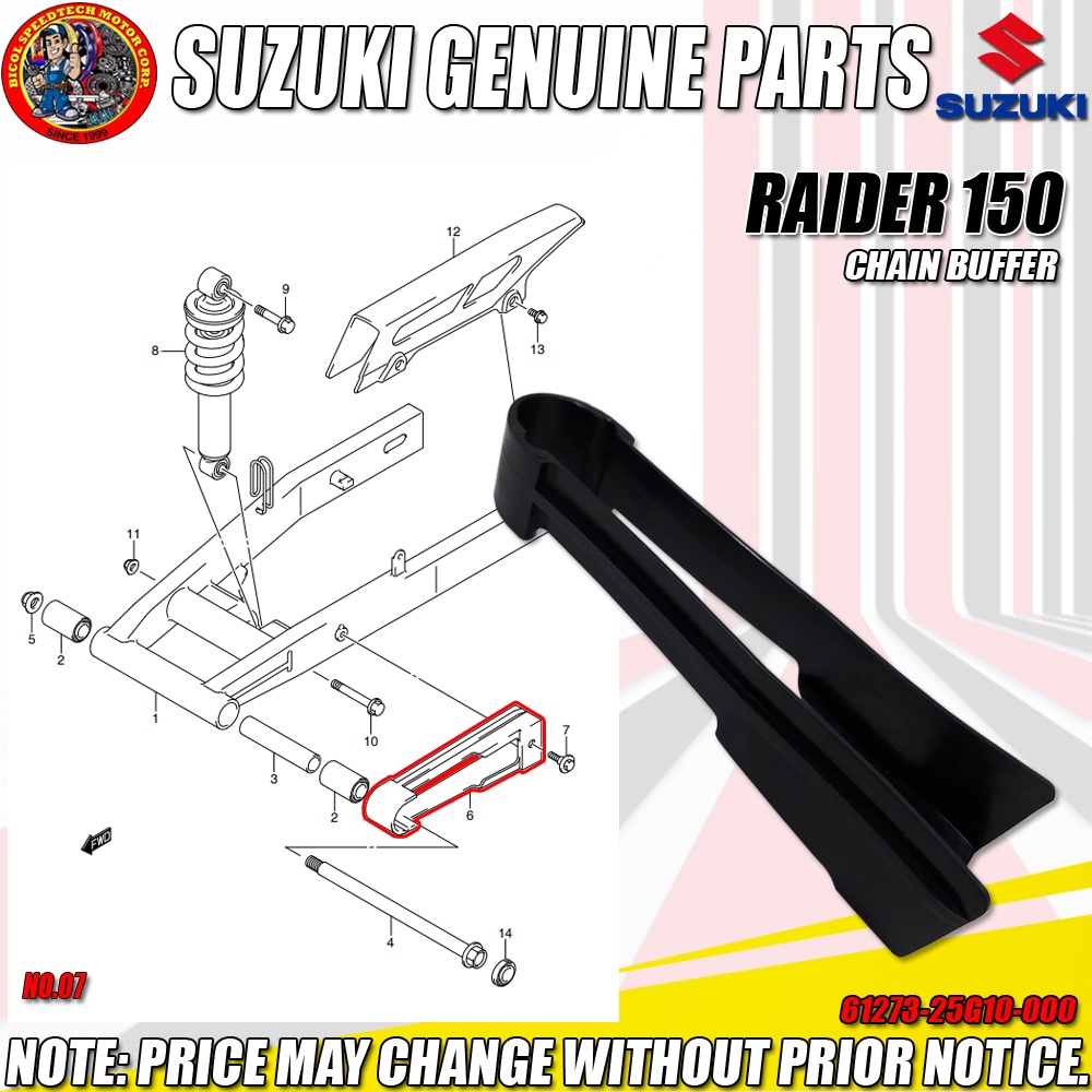 CHAIN SLIDER BUFFER Suzuki Raider 150 Carb and FI (SGP) 9GENUINE: 61273 ...