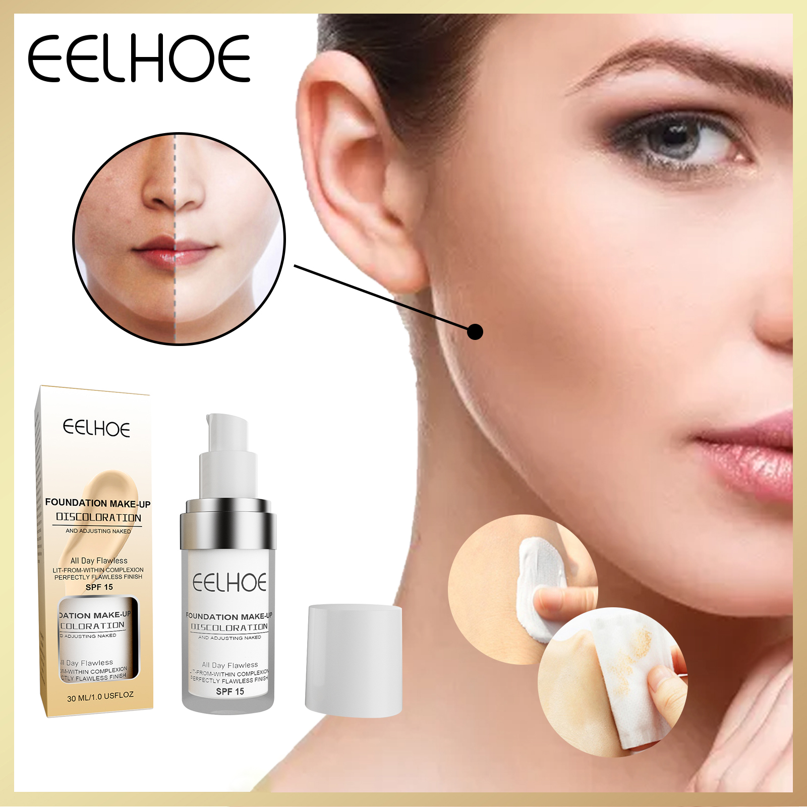 Eelhoe Liquid Foundation Magic Color Changing Face Concealer Cream Base ...