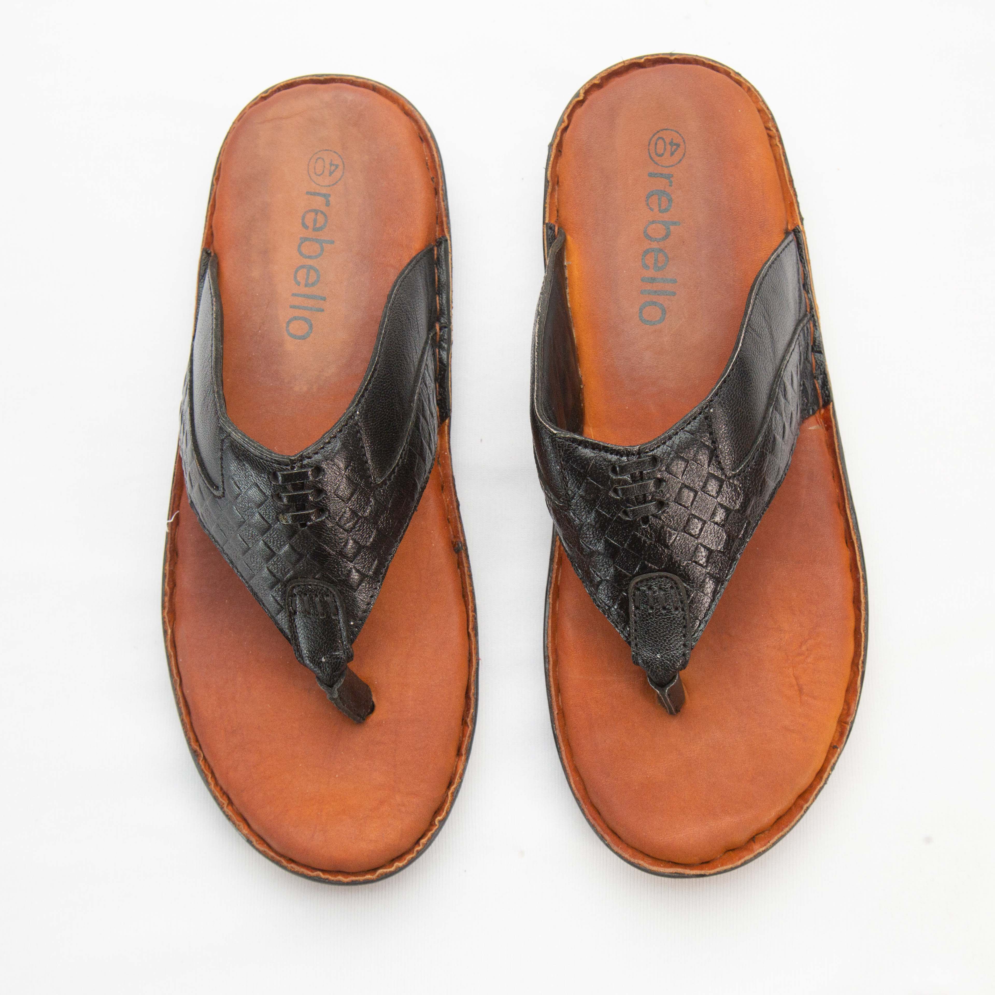 Rebello Men’s Black Leather Sandal | Daraz.com.bd