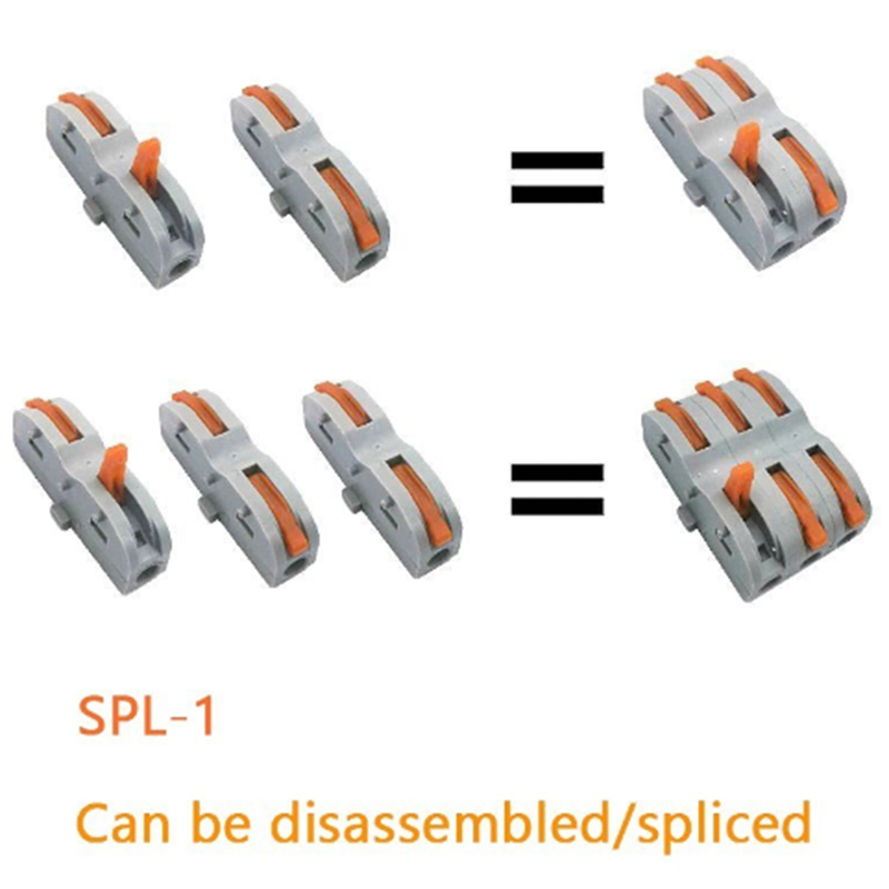 SPL-1 2 3 Way Reusable Spring Lever Terminal Block Electric Cable Wire ...