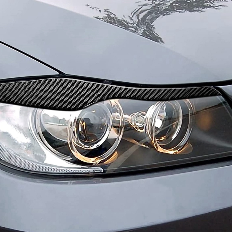 Car Real Carbon Fiber Headlight Eyebrow Sticker Cover Trim Decal for ...