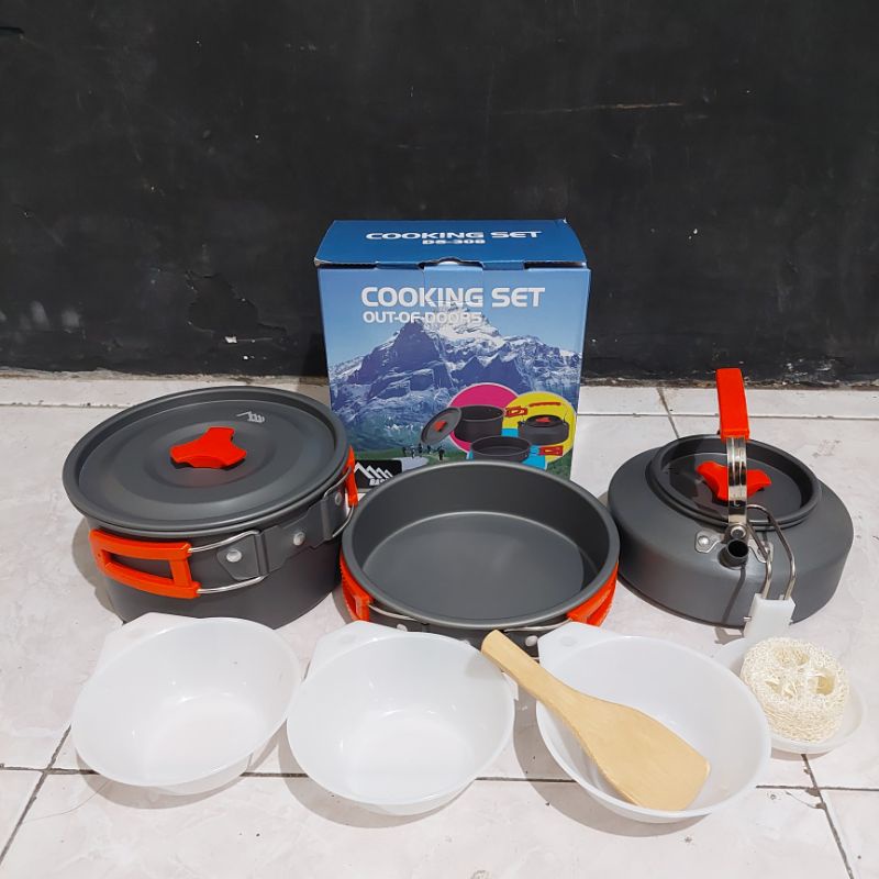 Cooking Set Nesting Panci Camping DS 308 Plus Teko | Lazada Indonesia