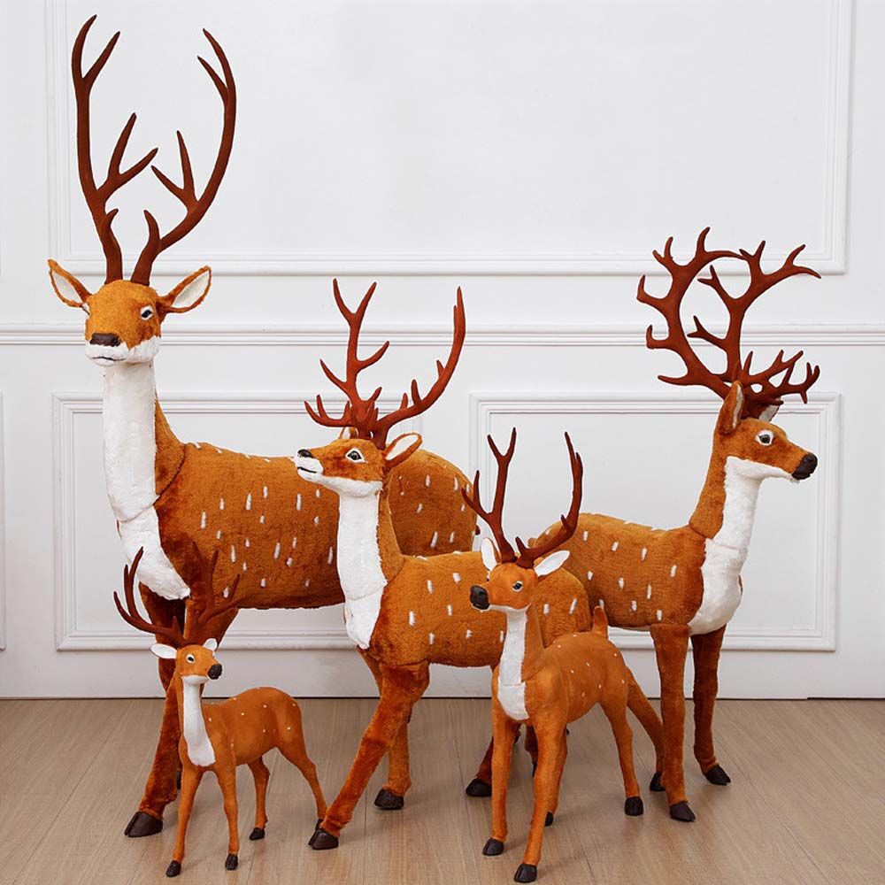 Craft Cute Desktop Model Elk Xmas Reindeer Ornament Miniature Figurine ...