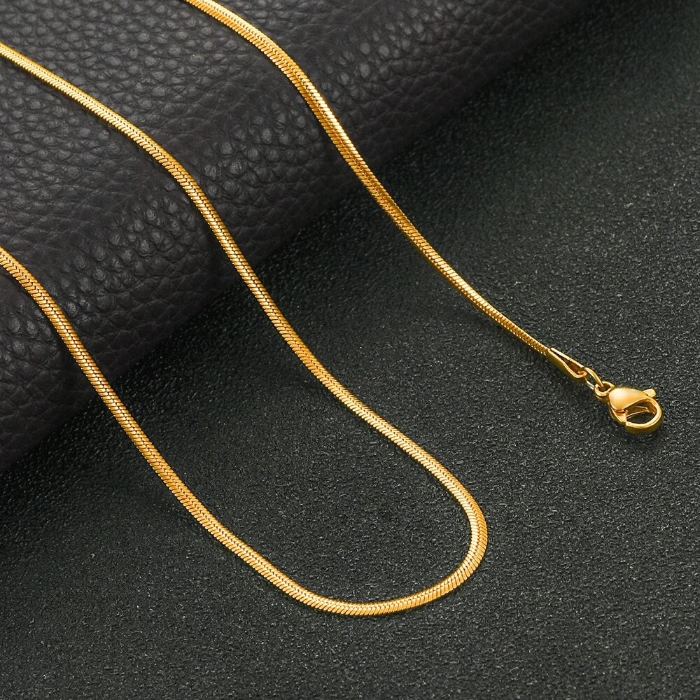 Width 1mm/2mm Flat Snake Gold/Silver/Black/Rose Color Stainless Steel ...