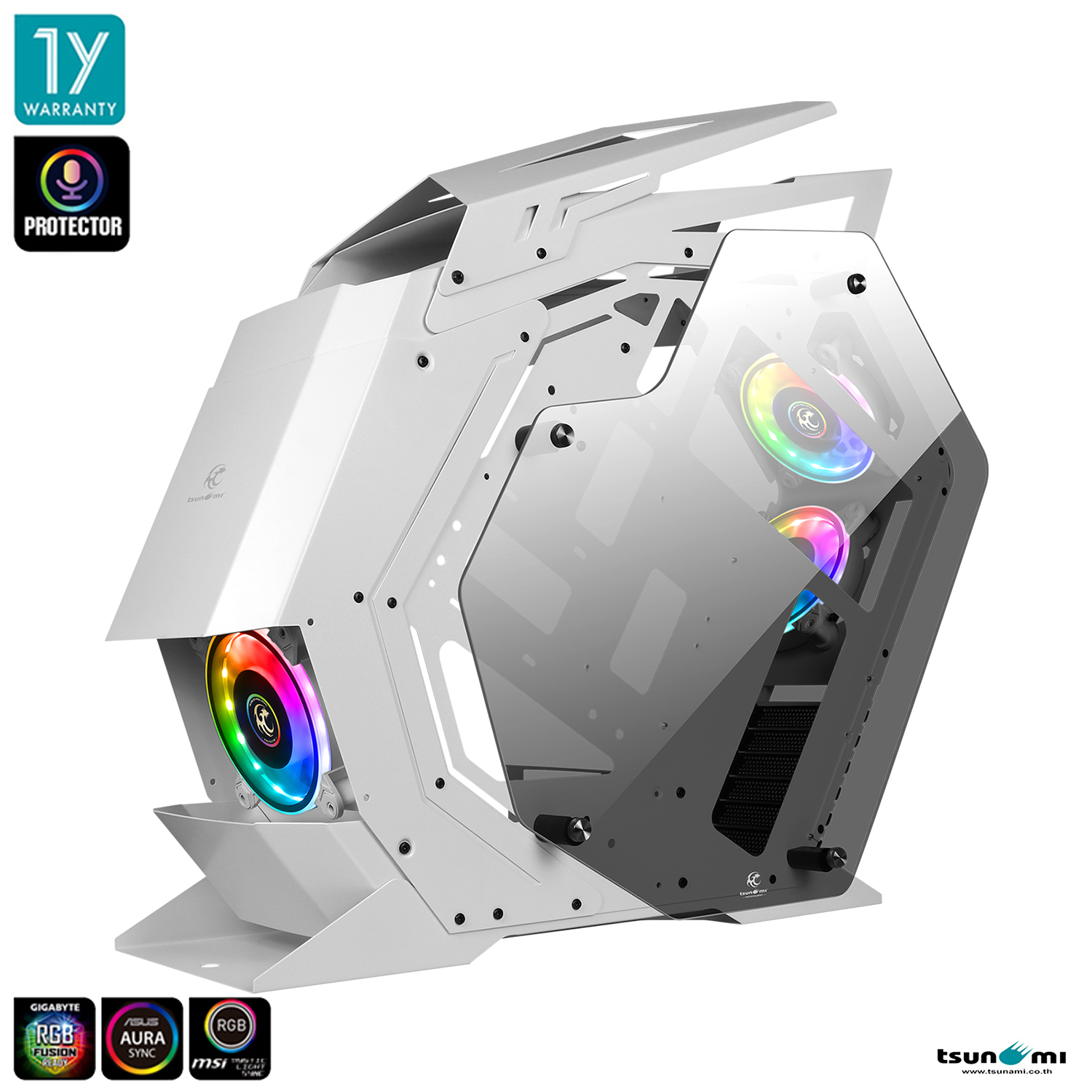 เคสคอมพิวเตอร์ Tsunami Protector Beast ARGB Sound Sync Tempered Glass ...