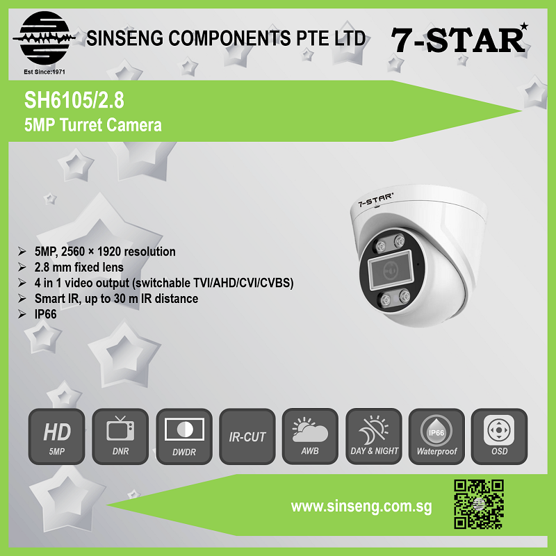 7-STAR* 4K 5MP HD Analog Ultra Wide Angle Turret Dome Security Smart IR ...