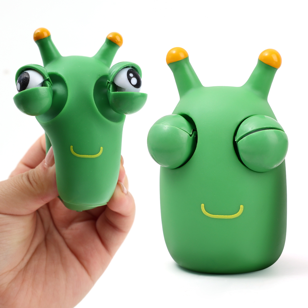 【ClassicNest】1/3Pcs Funny Grass Worm Pinch Toy Novelty Eye Popping Worm ...