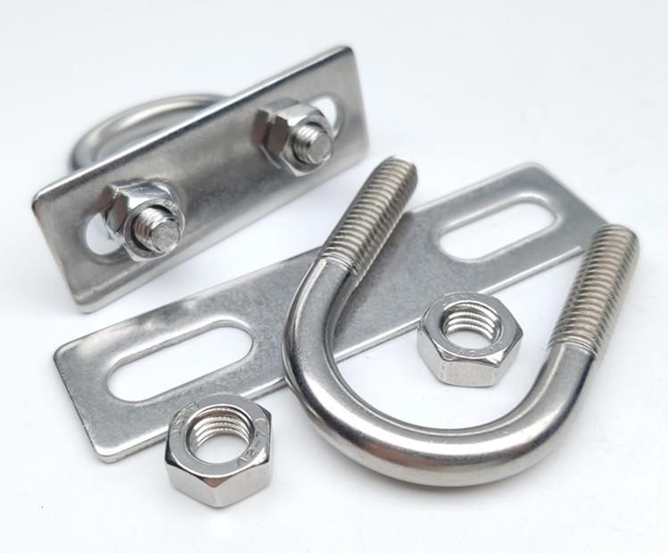 U Bolt M6 M8 304 Stainless Steel Fillet U-Clip With Baffle Nut Combination U-Shaped Buckle Bolt ...