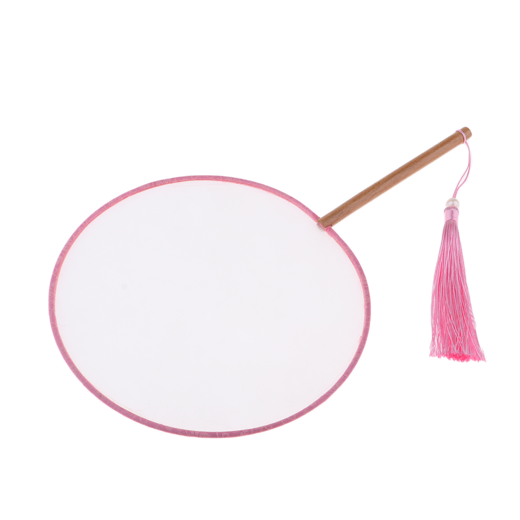 【4d93b78f】Traditional Blank Chinese Round Fan with Wooden Handle ...