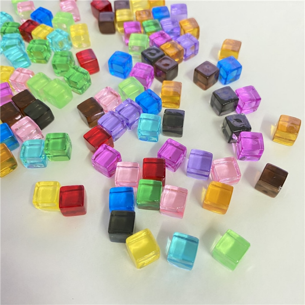 50Pcs/Set 8mm Clear Cube Colorful Crystal Square Corner Transparent ...