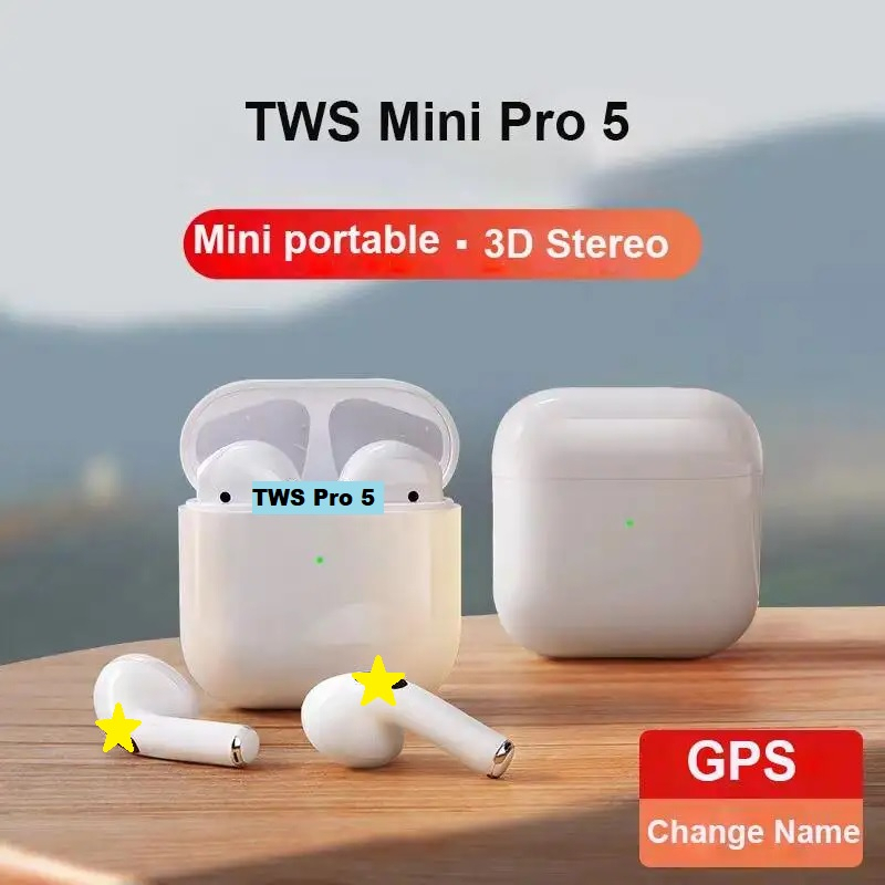 Pro 5 Wireless Bluetooth Earphone TWS Earbuds Hi-Res Audio Wireless Headset With Mic For All ...