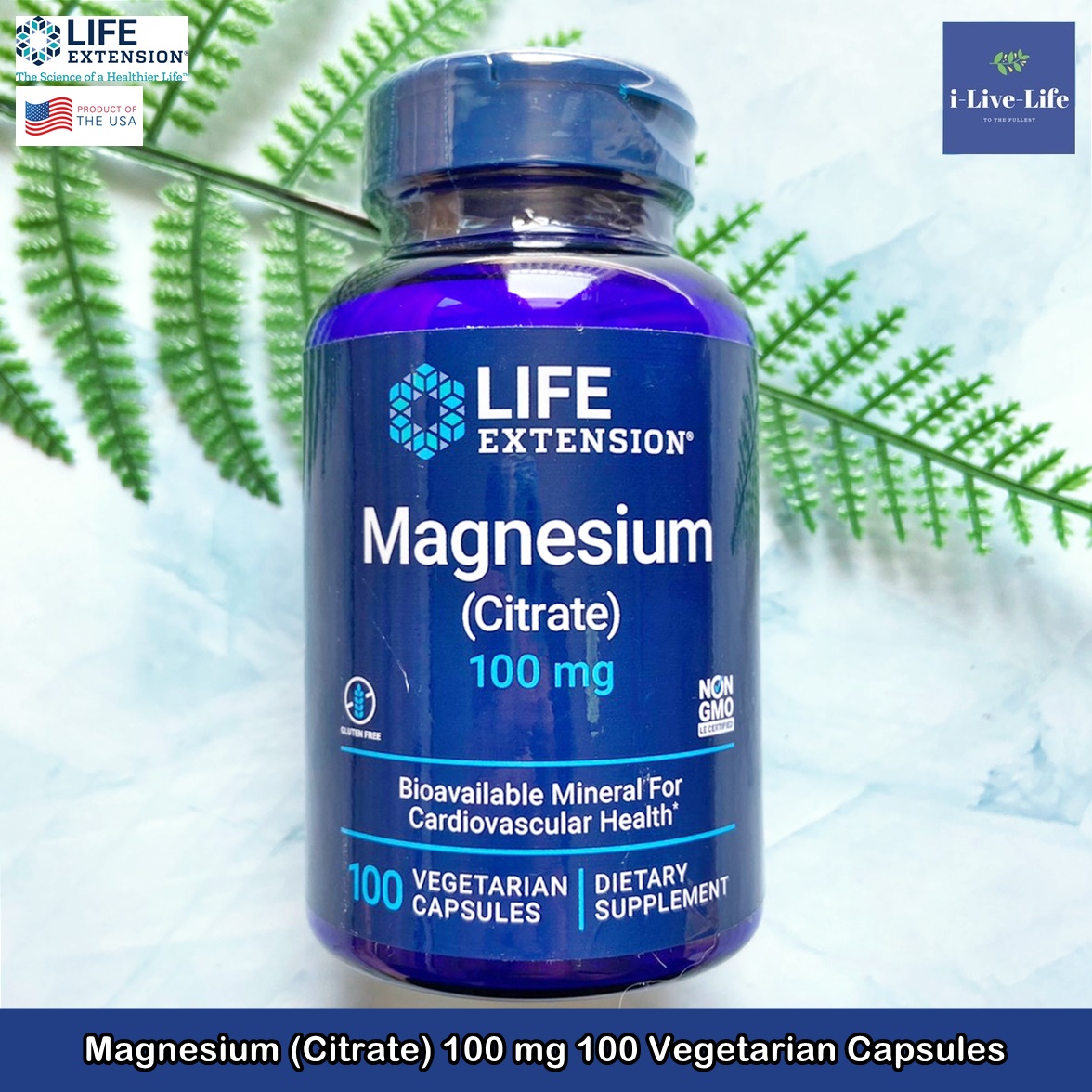 แมกนีเซียม ซิเตรต Magnesium Citrate 100 mg 100 Vegetarian Capsules ...