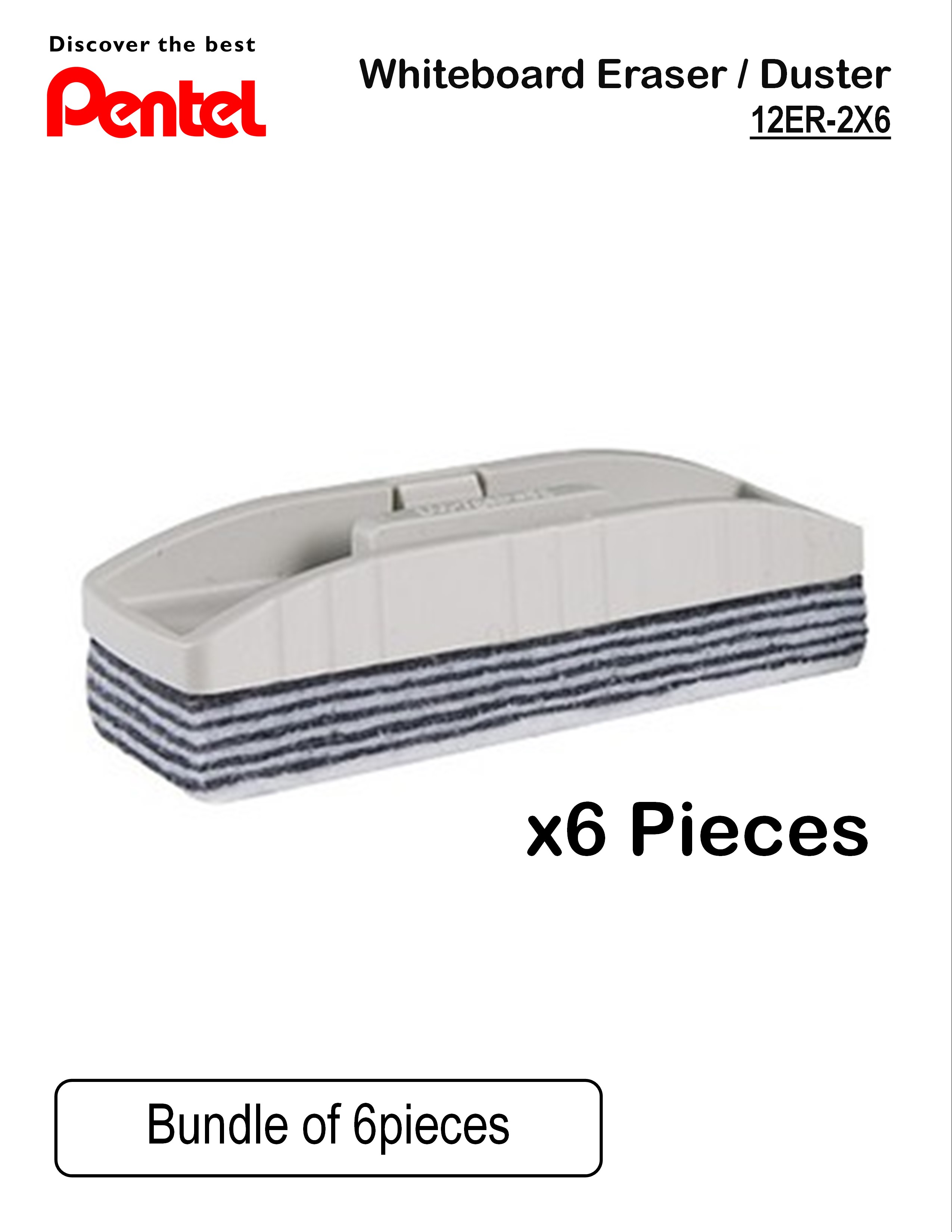 Pentel Layer Peel off Whiteboard Duster / Eraser 12ER-2X6 (Bundle of 6 ...