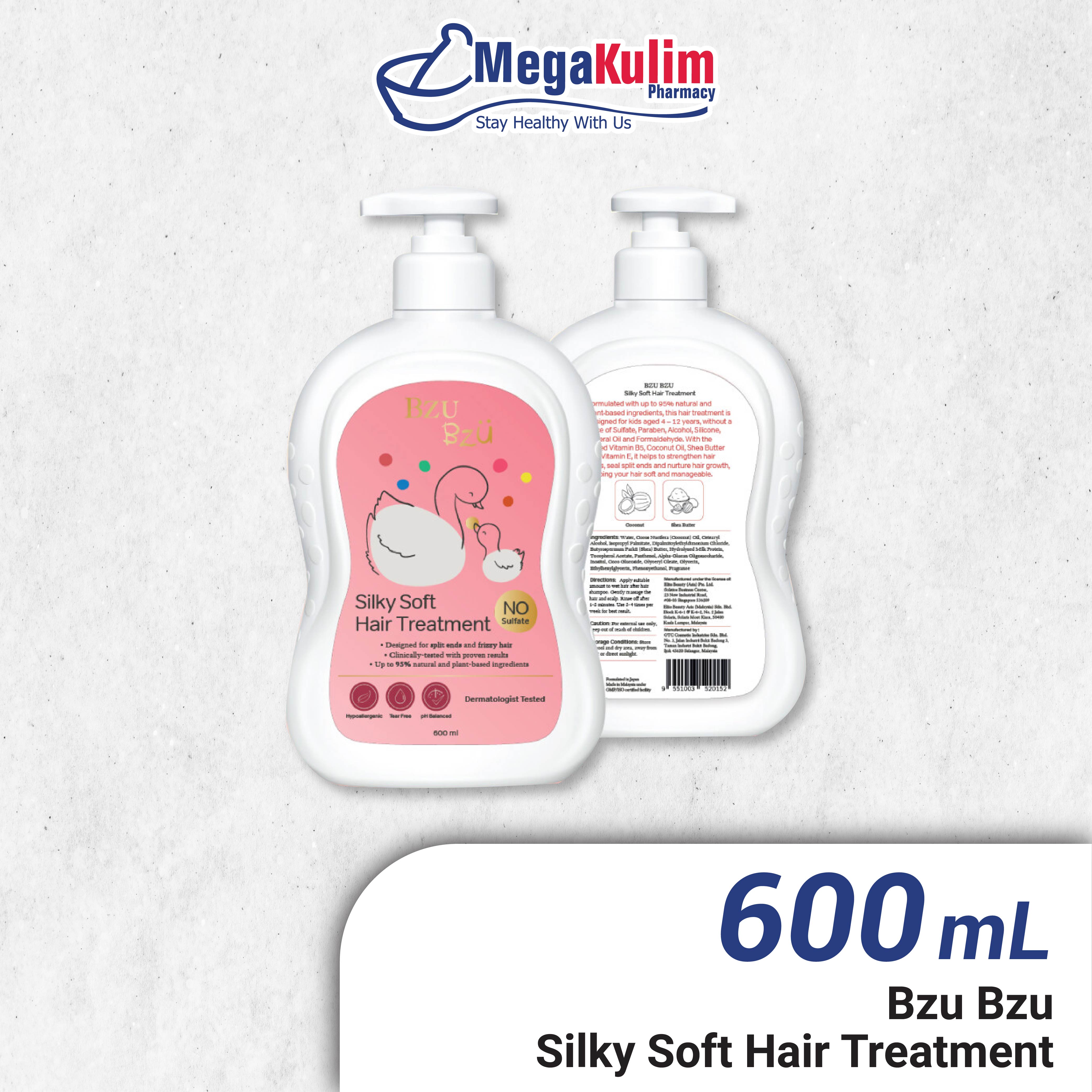 Bzu Bzu Kids Shampoo / Hair Treatment 600mL (Fresh Cooling / Silky Soft ...