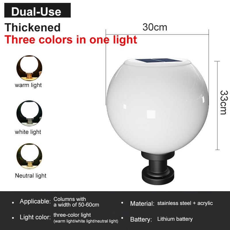 lamps and lanterns ☁READY STOCK Solar light round spherical pillar ...
