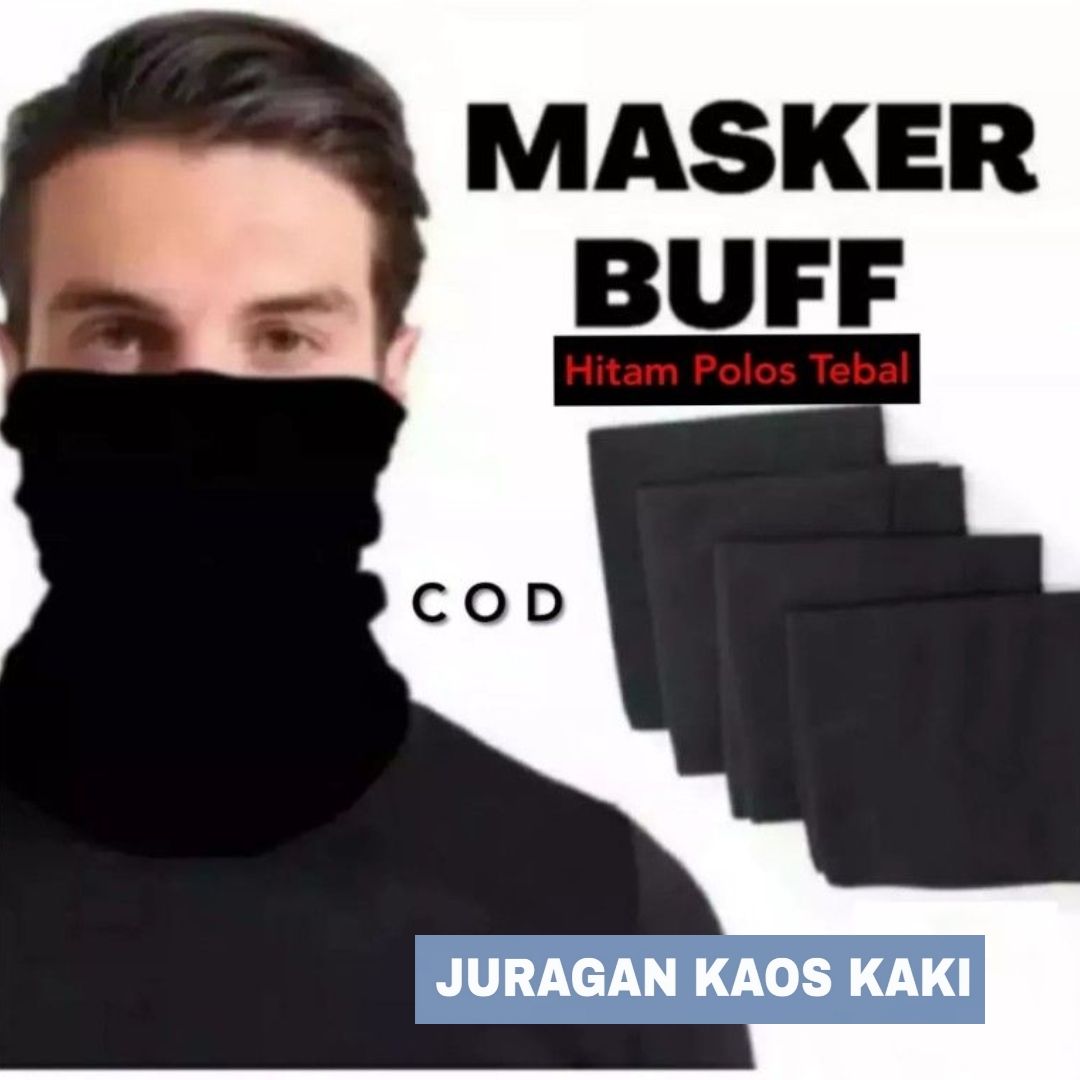 12 PCS [ 1 LUSIN ] Masker Pria - Buff Pria - Masker Buff Hitam Polos ...