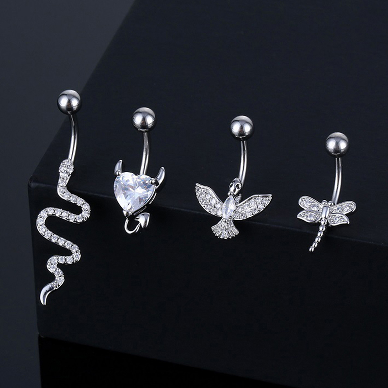 Crystal Belly Button Ring Animal Shape Belly Piercing Stainless Steel ...
