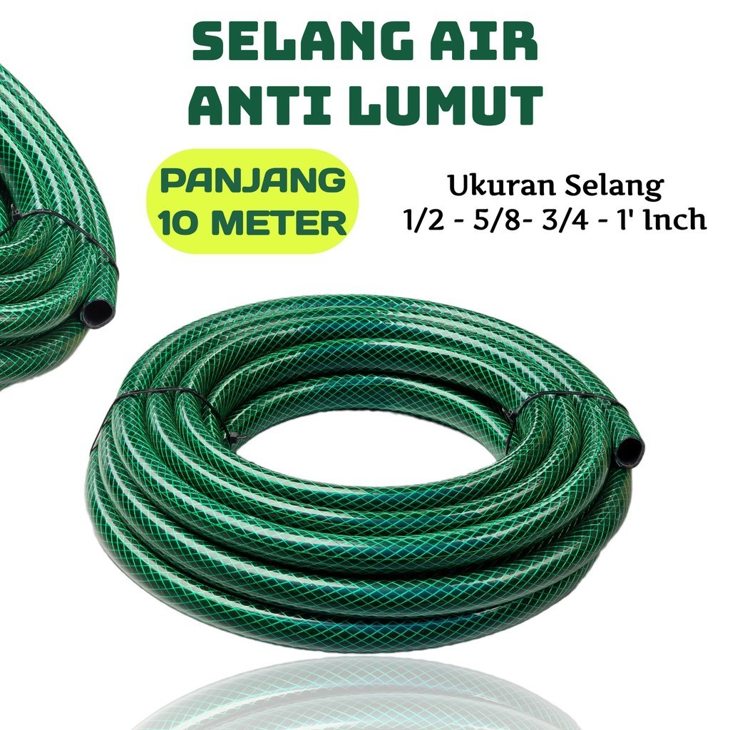 SELANG AIR SERAT BENANG HIJAU ANTI LUMUT 10 METER TEBAL 2 MM SELANG CUC ...