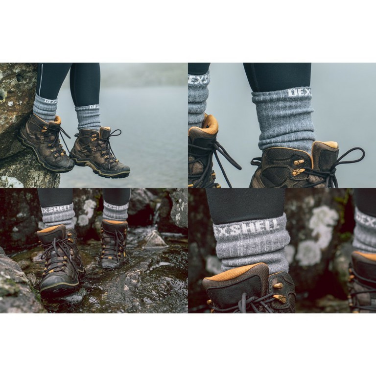DexShell ถุงเท้ากันน้ำรุ่น Pro Visibility Cycling Socks - สีเทา-ดำ (Grey-Heather Grey) - L ...