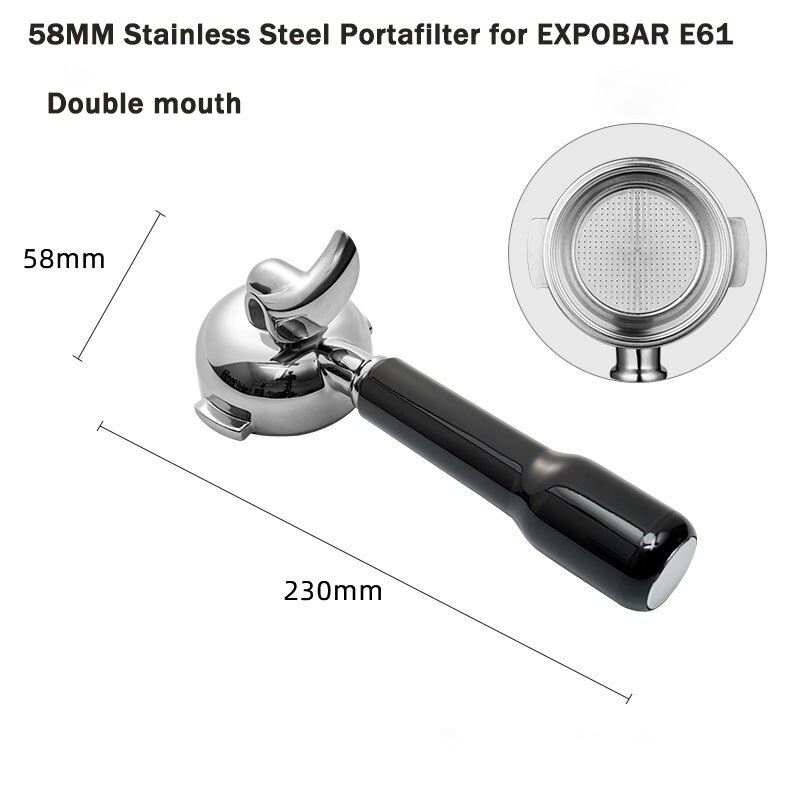 EXPOBAR E61ชงกาแฟสเตนเลสสตีลสากล58มม. ด้ามไม้แข็งแบบเดี่ยว/ปากคู่ ...