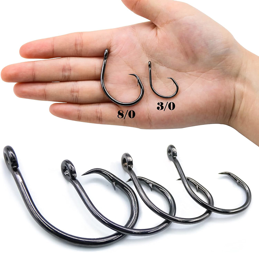 【SmartHorizon】Black Offset Circle Hooks for Big Game Saltwater Tuna ...