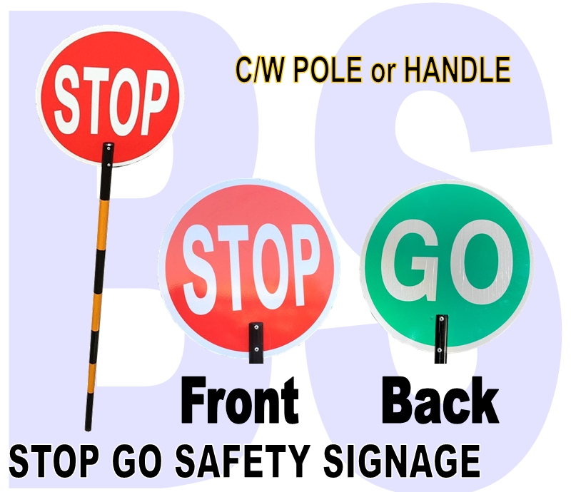 BANSOON Stop & Go Safety Signage with Pole/Handle. Handle length 48 ...