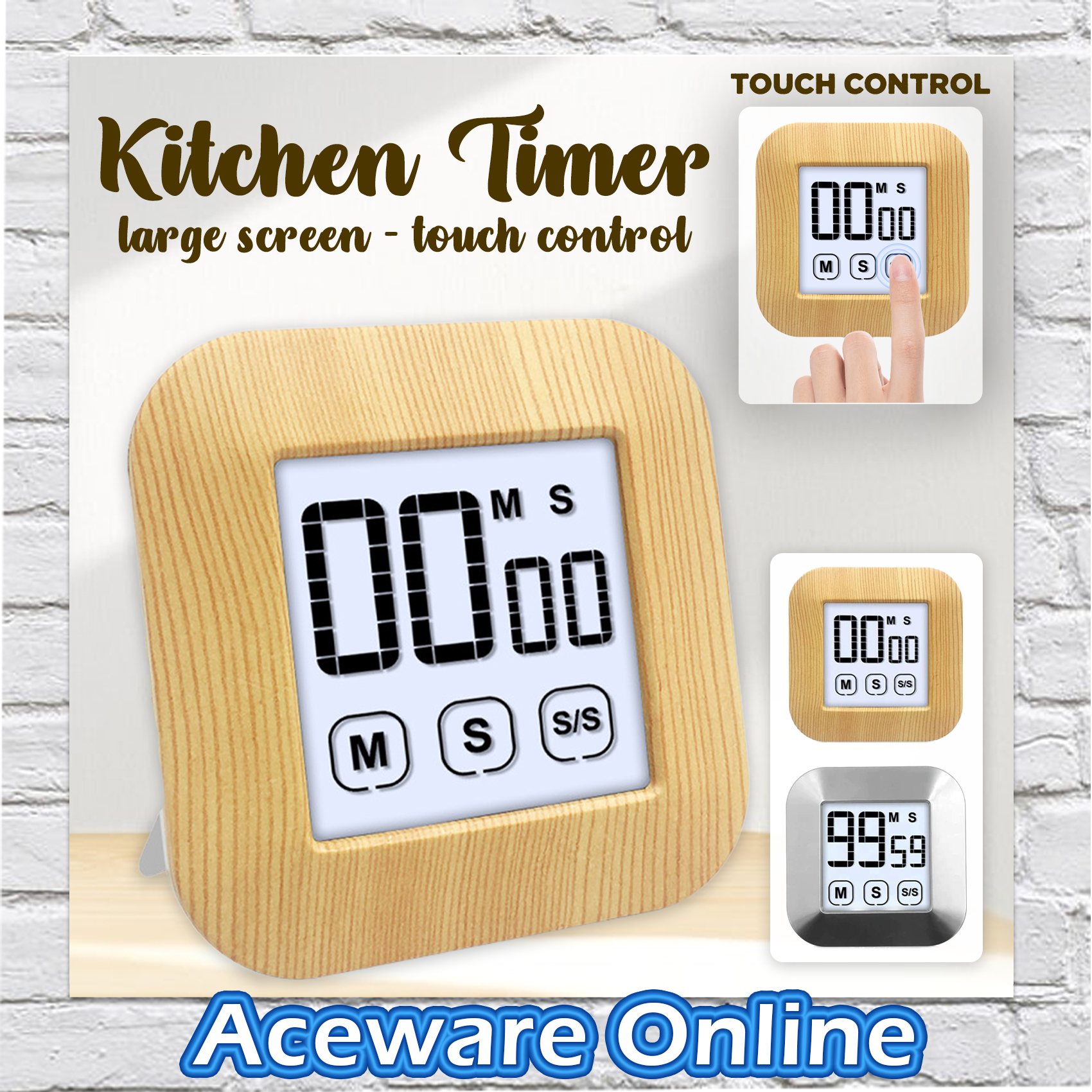 Digital Kitchen Timer Touch Screen Cooking Baking Timer Stopwatch Loud ...