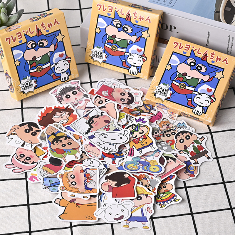 60Pcs Cartoon Crayon Shin-chan DIY Laptop Phone Diary Cute Anime ...
