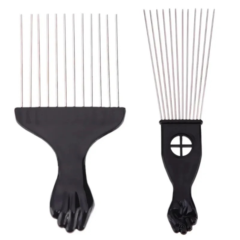 1 Piece Afro Fork Comb Stainless Steel Wide Teeth Hairdressing Brush ...