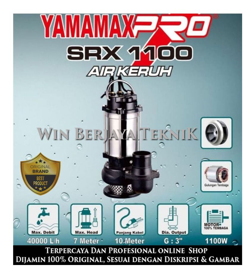 YAMAMAX PRO SRX 1100 M Pompa Celup Submersible 3 Inch Air Kotor Bersih ...