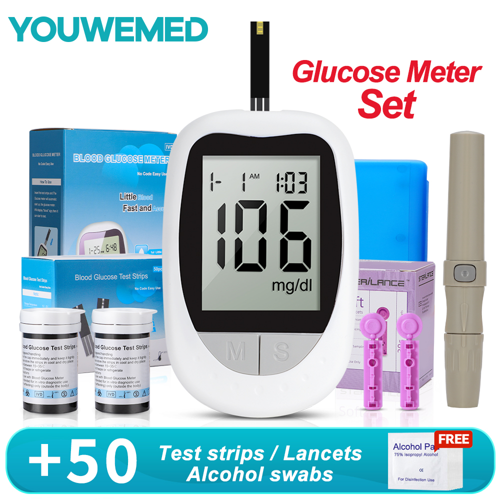Blood Sugar Test Kit Original Glucometer Complete Set With 50pcs ...
